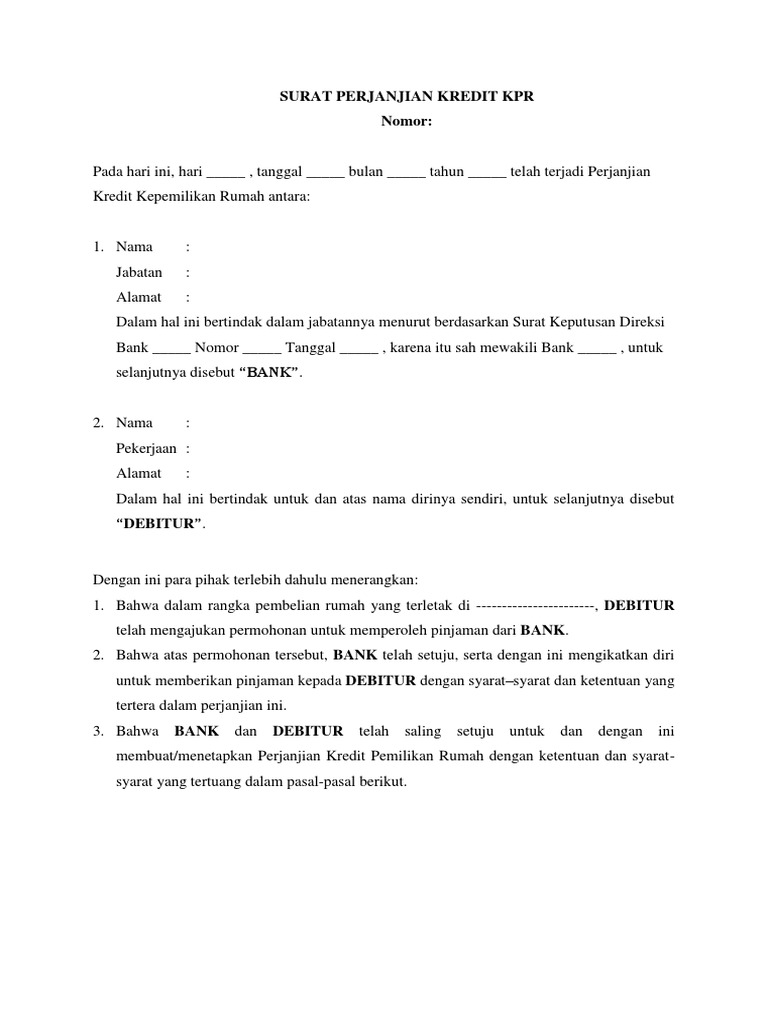 Surat Perjanjian Kredit KPR | PDF