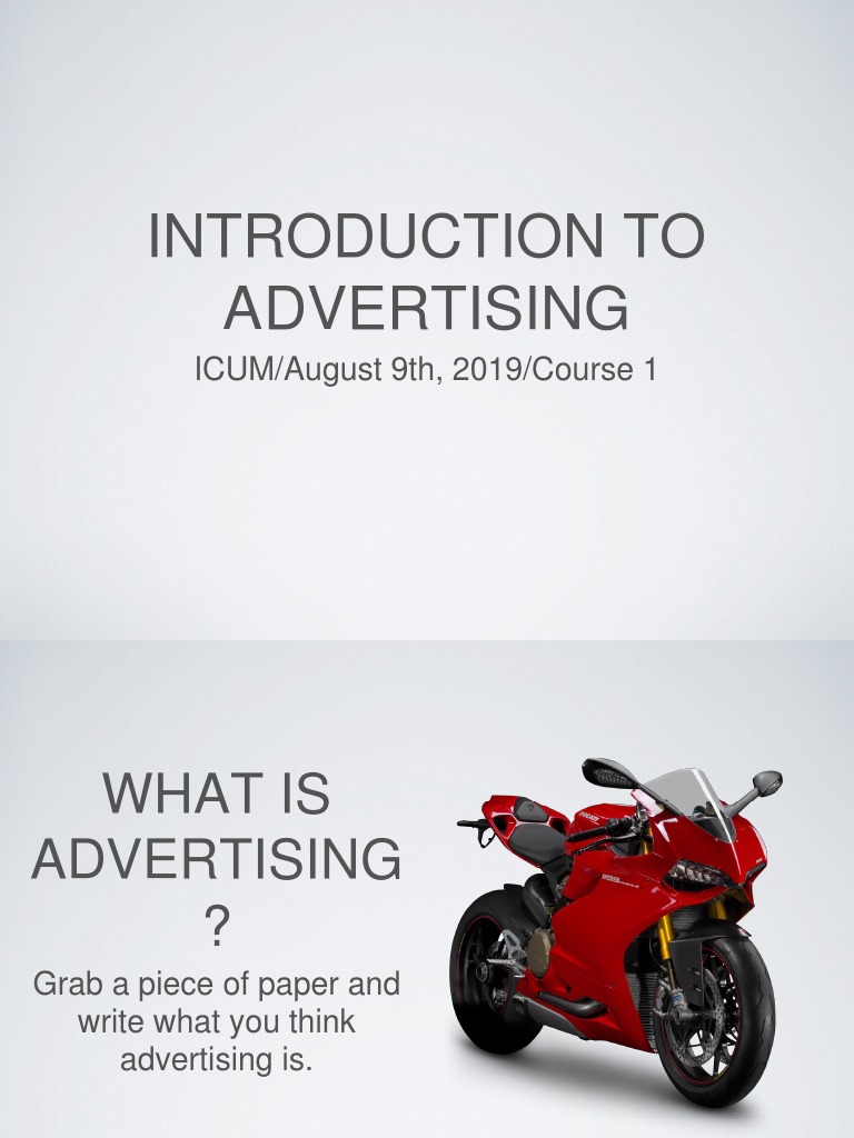 Introduction to the Fundamentals of Advertising: Defining Advertising ...