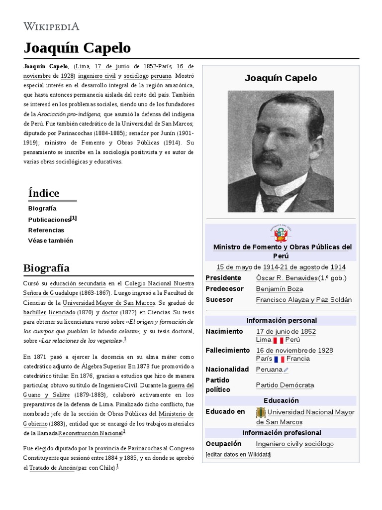 Joaquín Capelo | PDF | Perú | Lima