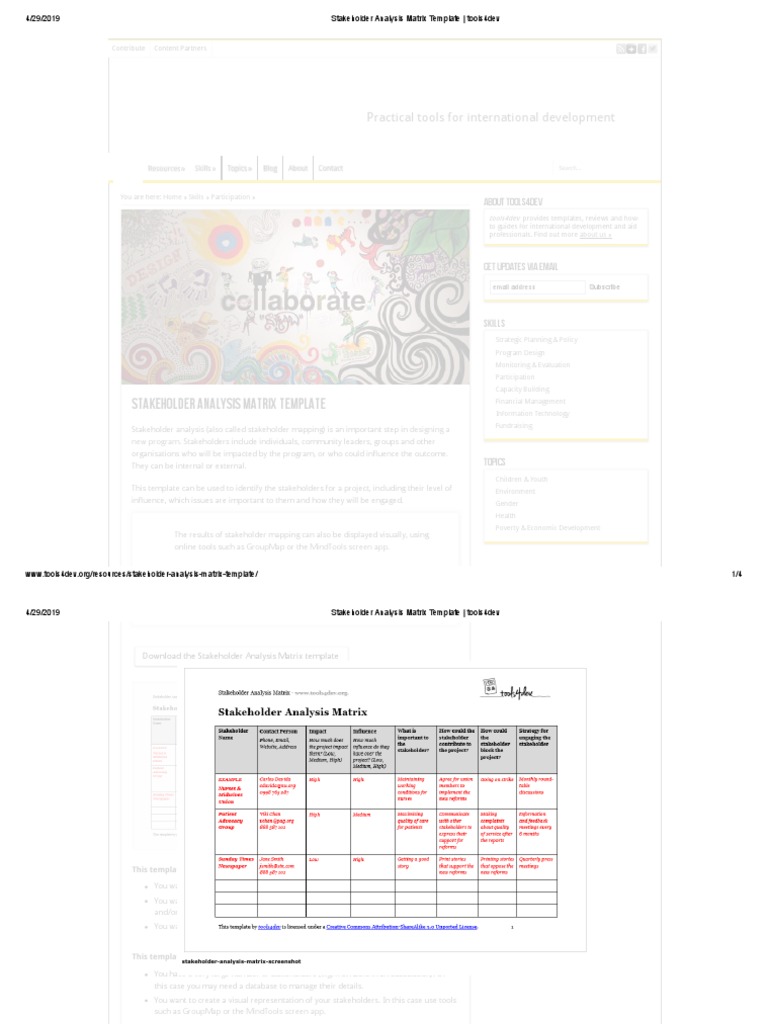 Stakeholder Analysis Matrix Template - Tools4dev | PDF | Stakeholder ...