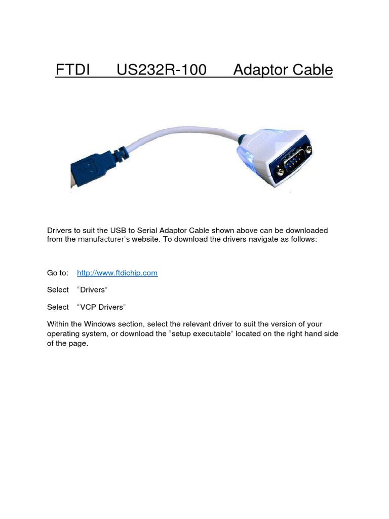 FTDI US232R-100 Adaptor Cable | PDF | Computers