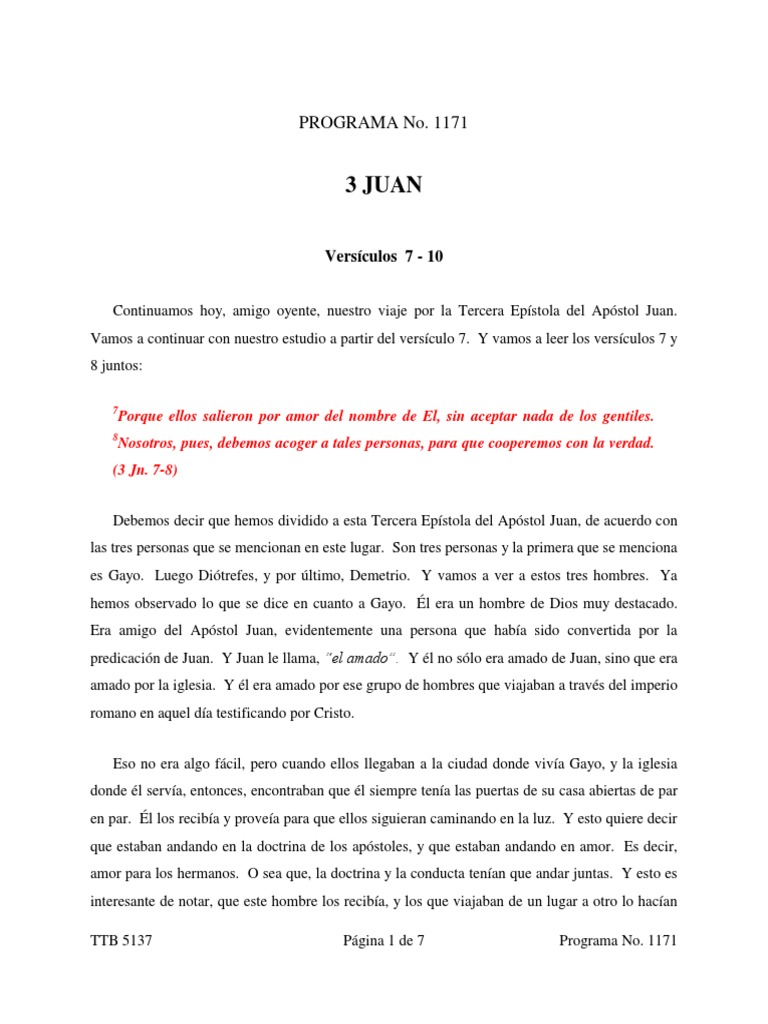 3 Juan 1,7-10 | PDF | Evangelio de juan | Juan el apóstol
