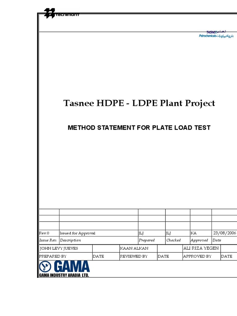 Plate Load Test Method Statement | PDF | Deformation (Engineering ...
