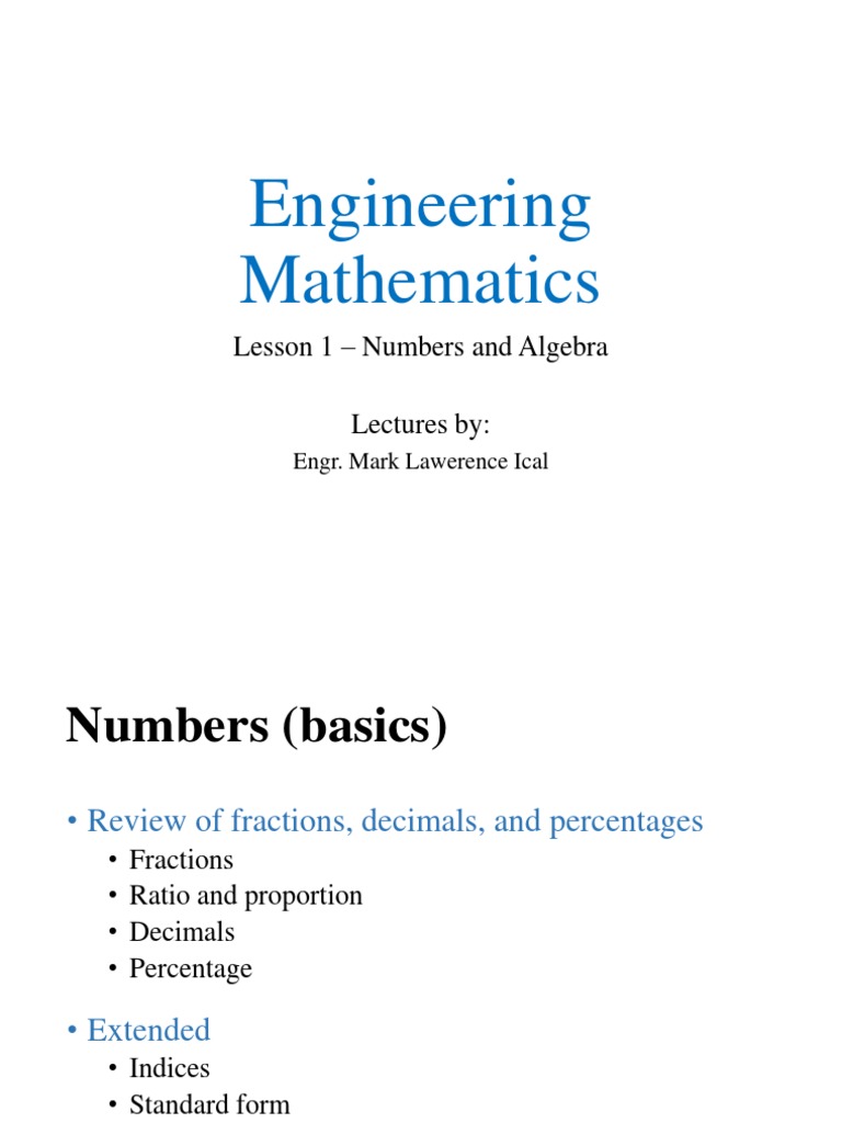 Lesson 1 - Numbers and Algebra | PDF | Fraction (Mathematics ...