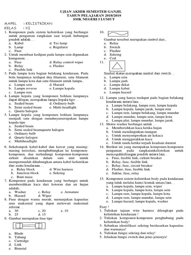 Soal Kelistrikan Kelas XI - 1 | PDF Soal Kelistrikan Kelas XI - 1 | PDF