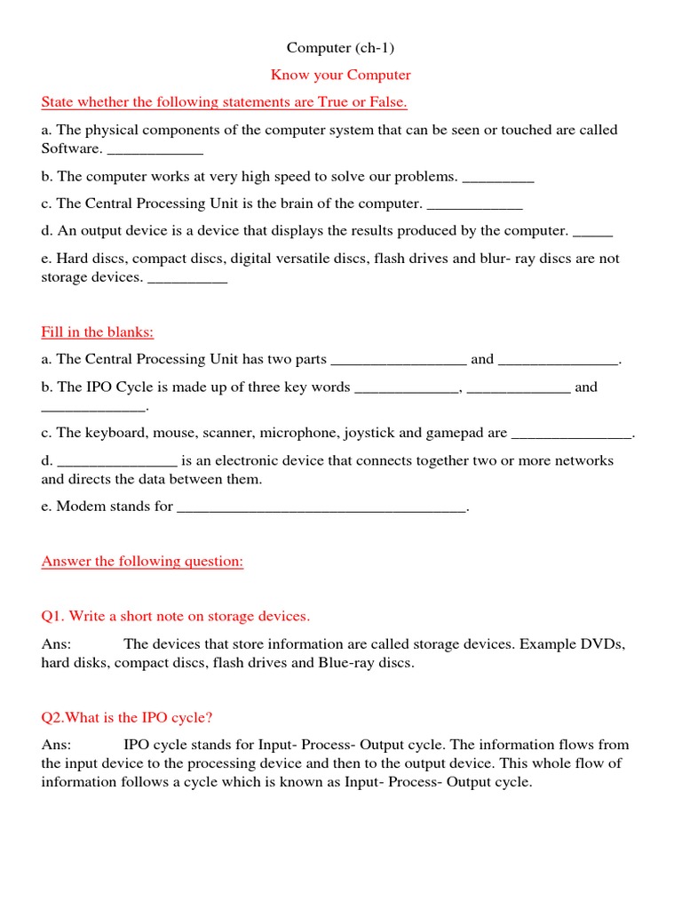 Class 4 Computer ICSE Notes | PDF