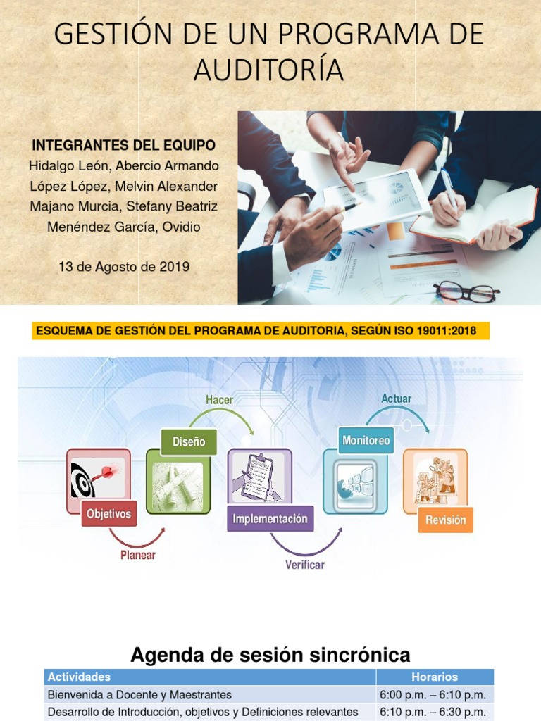 GESTIÓN DE UN PROGRAMA DE AUDITORIA, EXPOSICIÓN 13082019 ok.pdf | Planificación | Auditoría