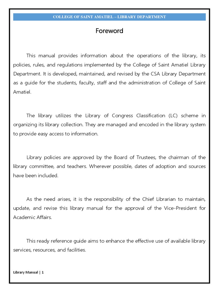 College Library Manual | PDF | Libraries | Librarian