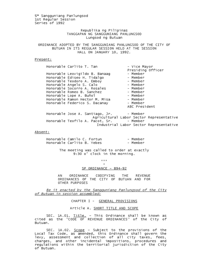 O894-92-Local Tax Code of 1992 | Download Free PDF | Property Tax ...