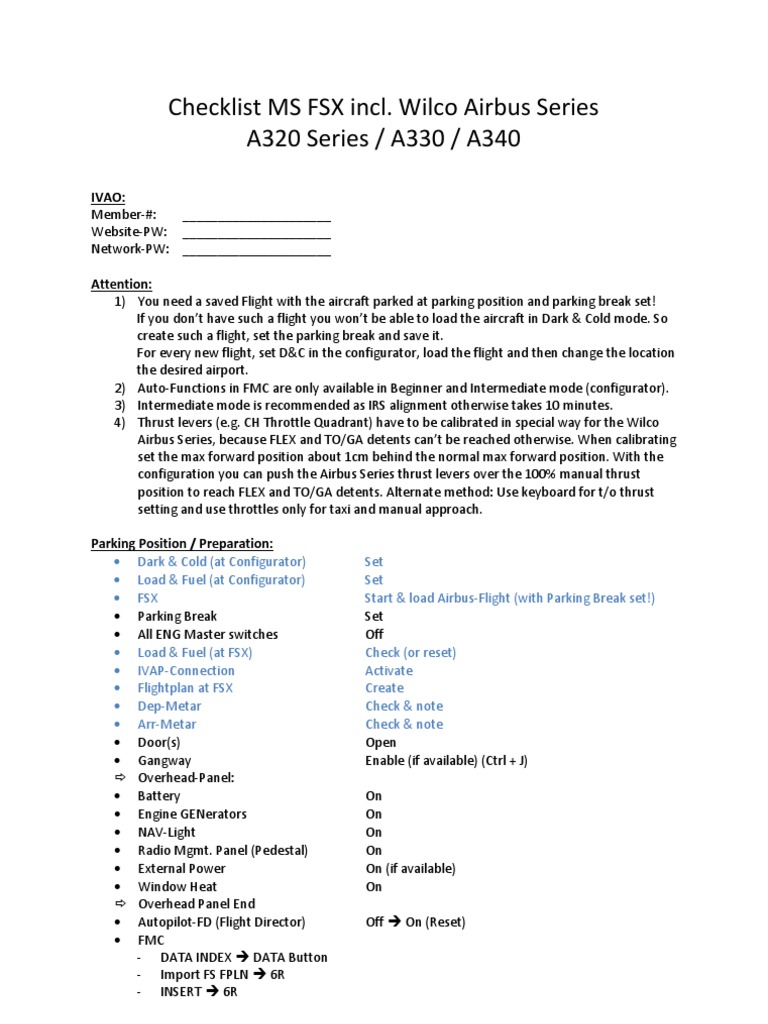 Checklist Airbus Series Wilco | PDF | Payload | Aerospace