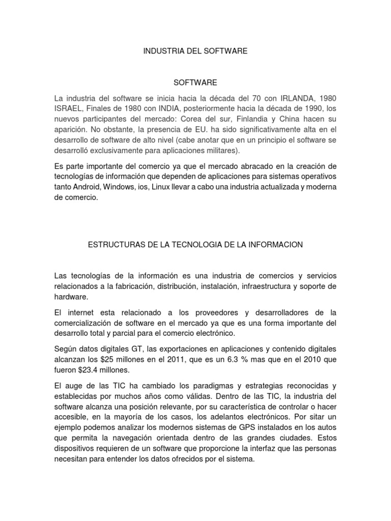 Industria Del Software | PDF | Tecnología de información y ...