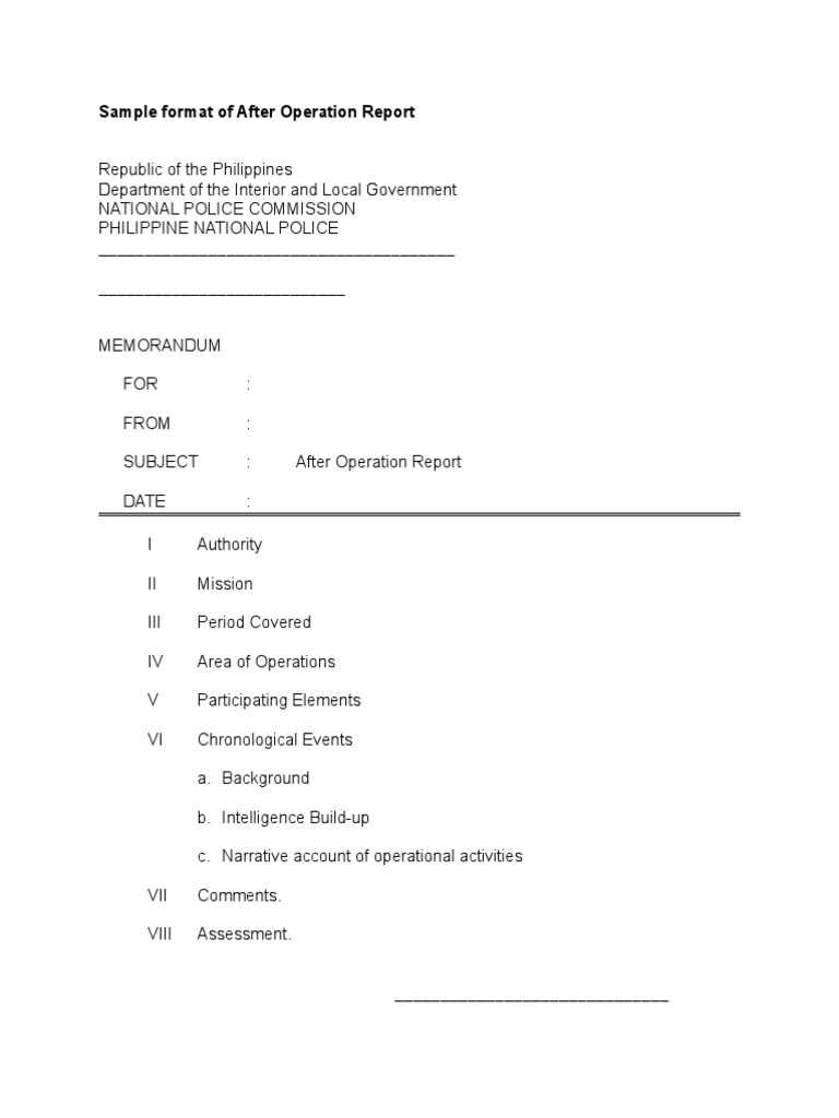 After Operation Report Format Sample | PDF | Business | Finance & Money ...