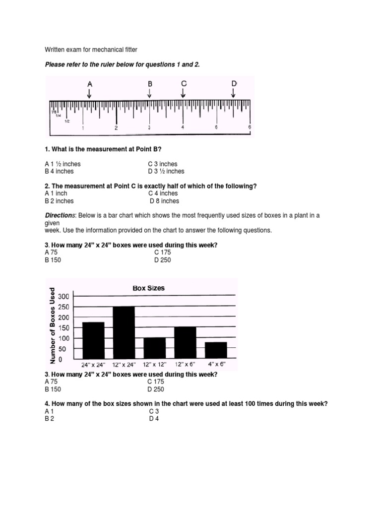 Mechanical Fitter Exam Questions | PDF | Inch | Measurement