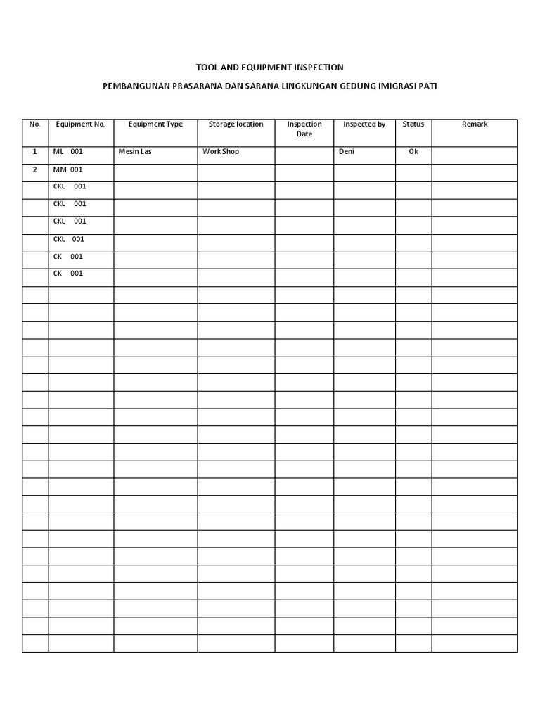 FM - Qhse - Tool and Equipment Inspection | PDF