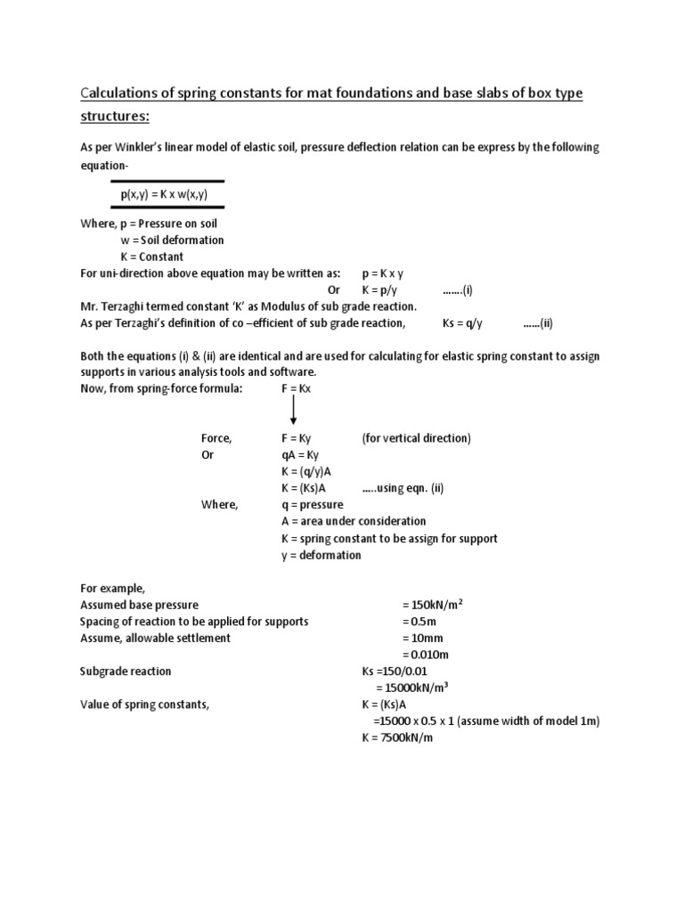 Spring Constant For Soil | PDF