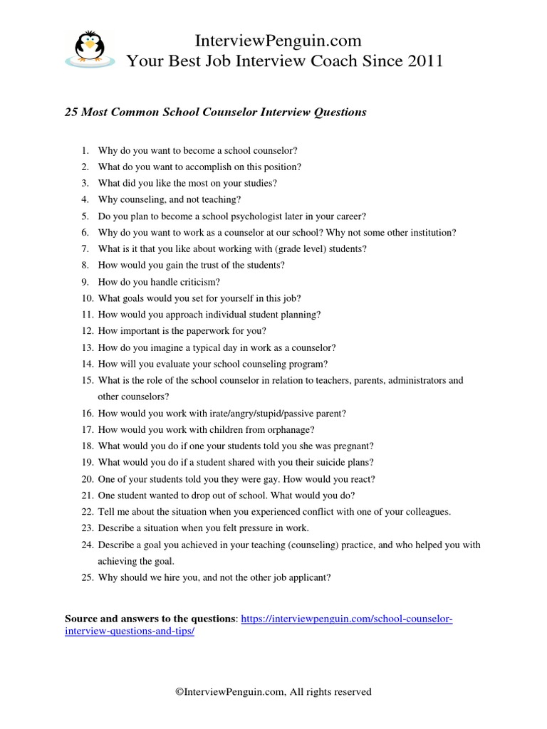 School Counselor Interview | PDF | School Counselor | Interview