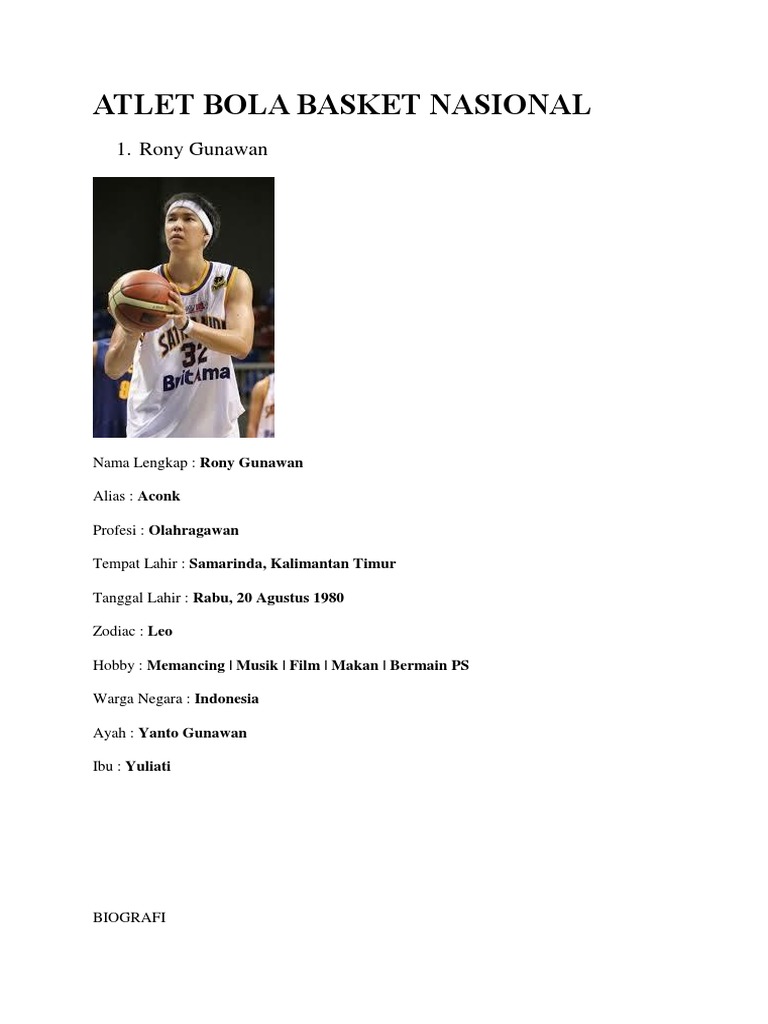 Atlet Bola Basket Nasional | PDF