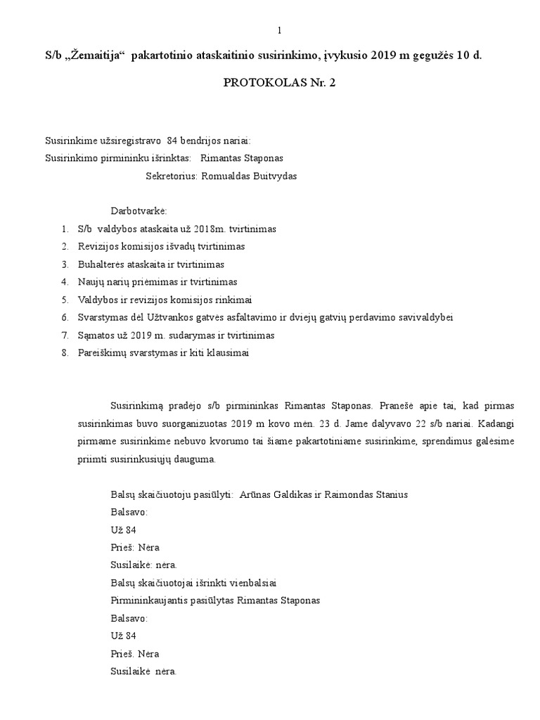 Protokolas Sodai 2019 05 10 | PDF