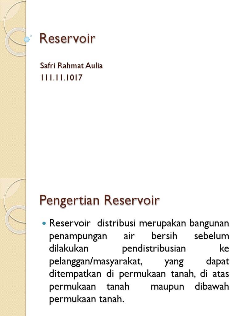 Fungsi dan Jenis Reservoir Air | PDF
