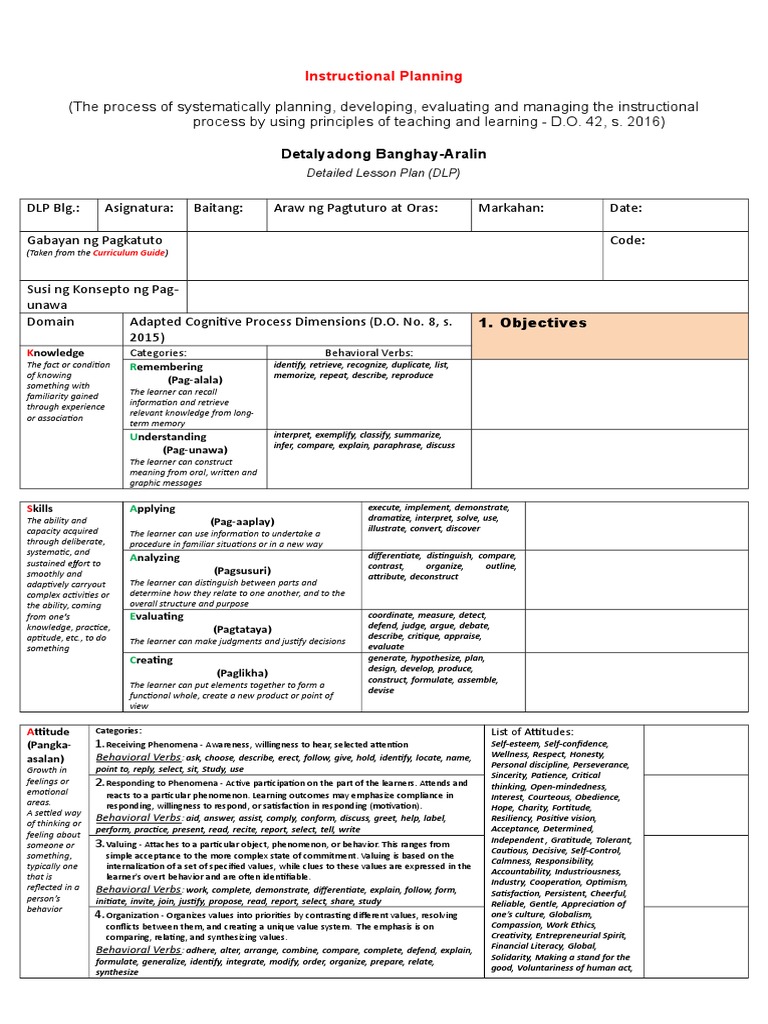 DLP Format - Filipino | Value (Ethics) | Attitude (Psychology)