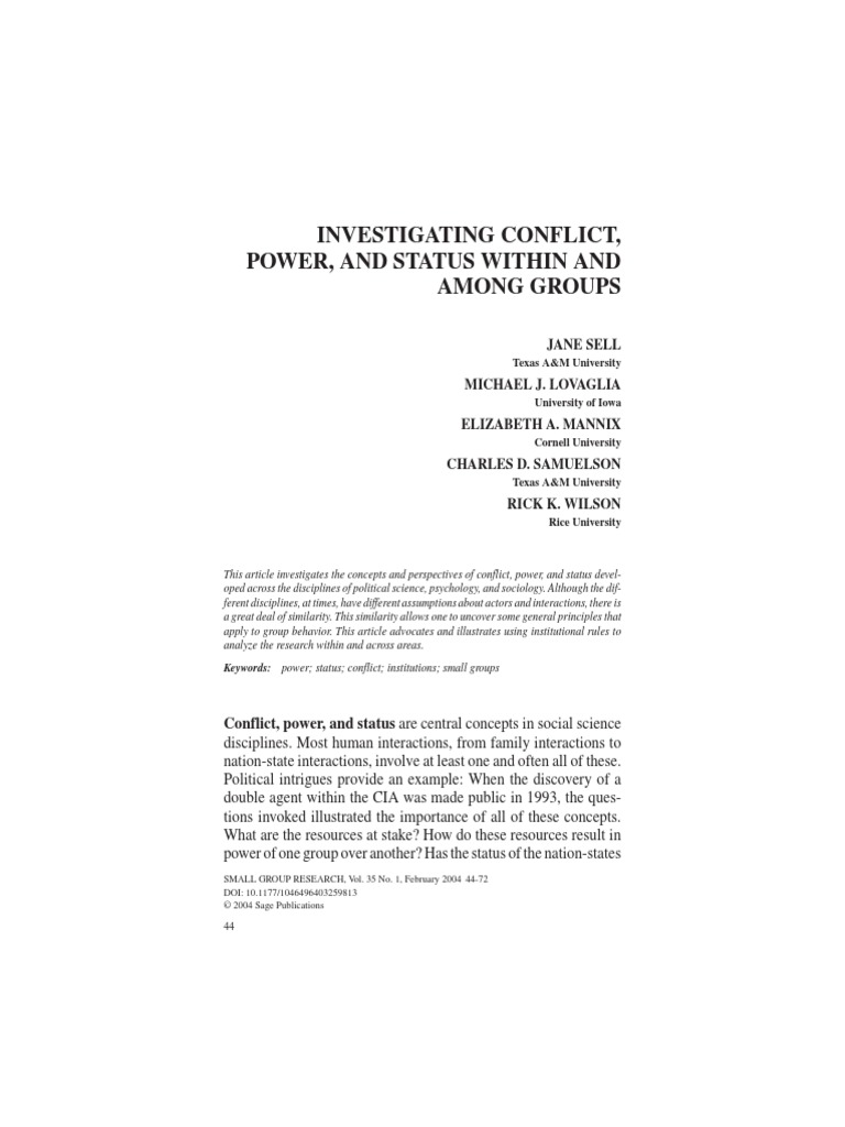 Investigating Power Within Groups | PDF | Social Status | Negotiation