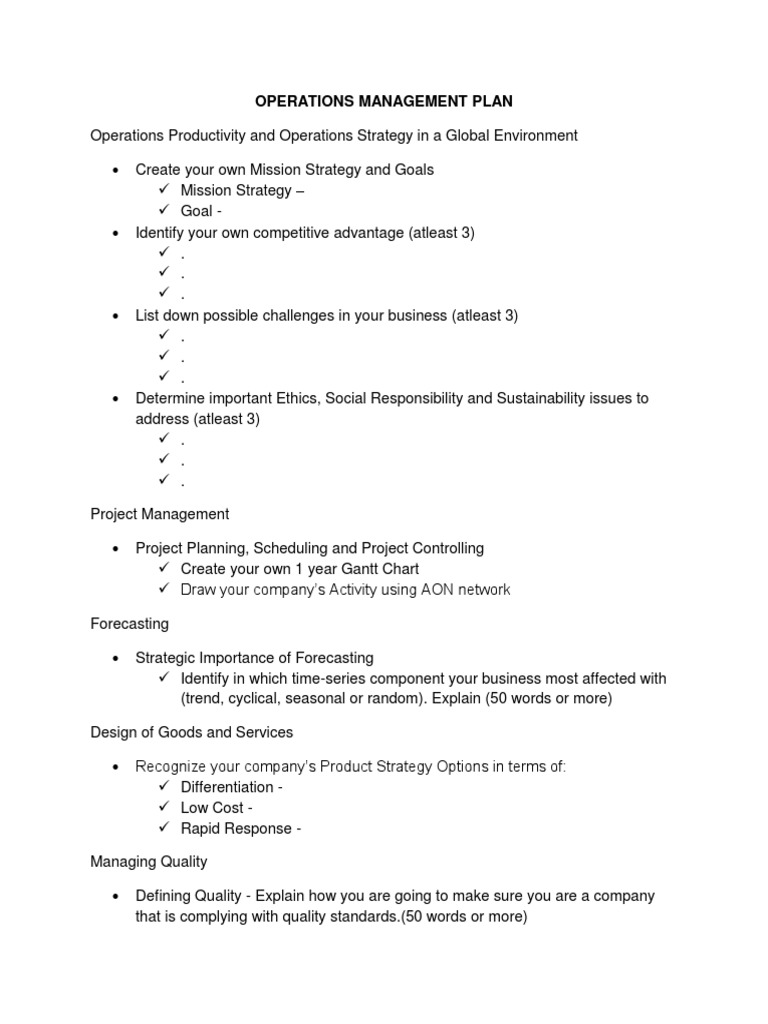 MBA 690 Operations Management Plan | PDF