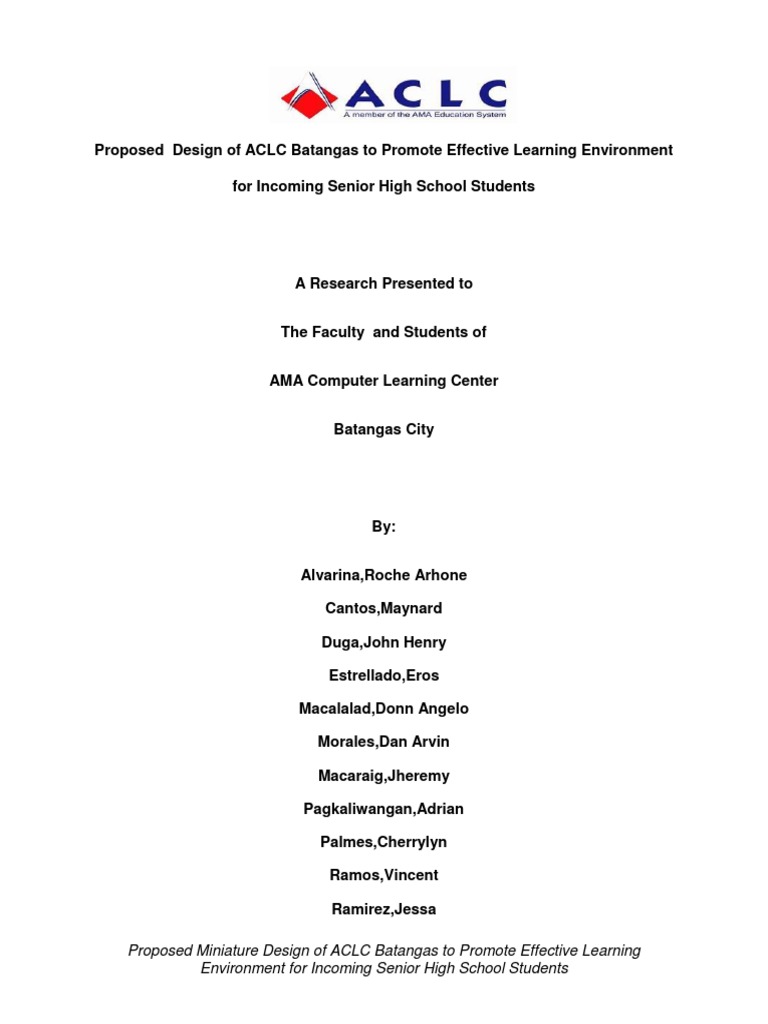 Proposed Miniature Design of ACLC Batangas To Promote Effective ...