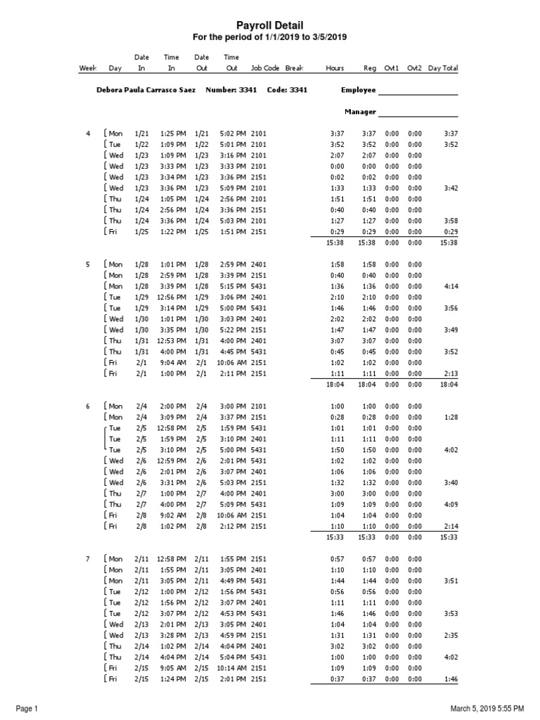 Payroll Detail Report | PDF