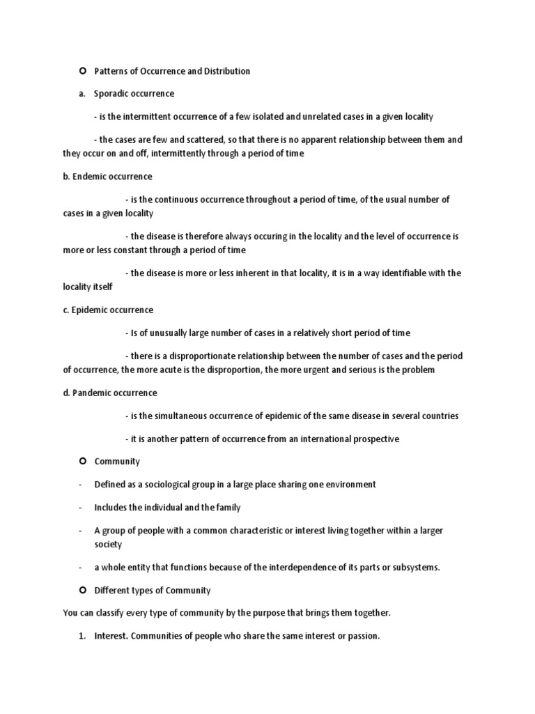 Patterns of Occurrence and Distribution | PDF | Sanitation | Immune System