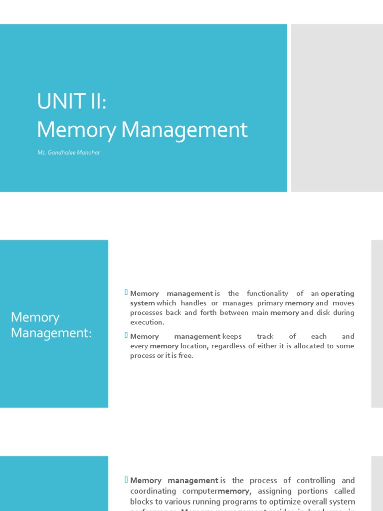 UNIT II - Memory Management | PDF | Computer Data Storage | Process ...