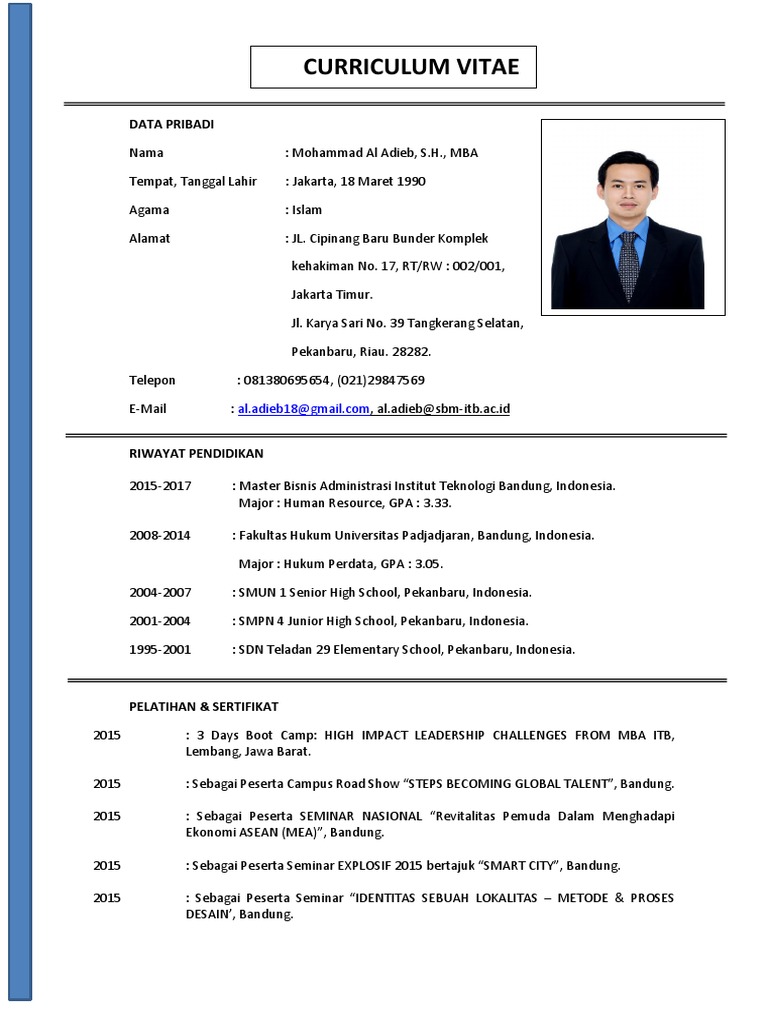 CV Mohammad Al Adieb | PDF