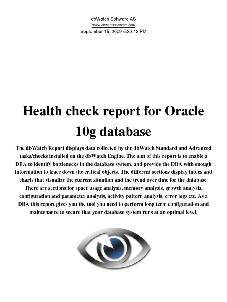 Oracle 10g Health Check Report | PDF | Oracle Database | Database Schema