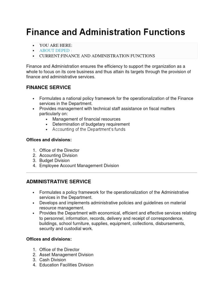 Finance and Administration Functions | PDF | Procurement | Business