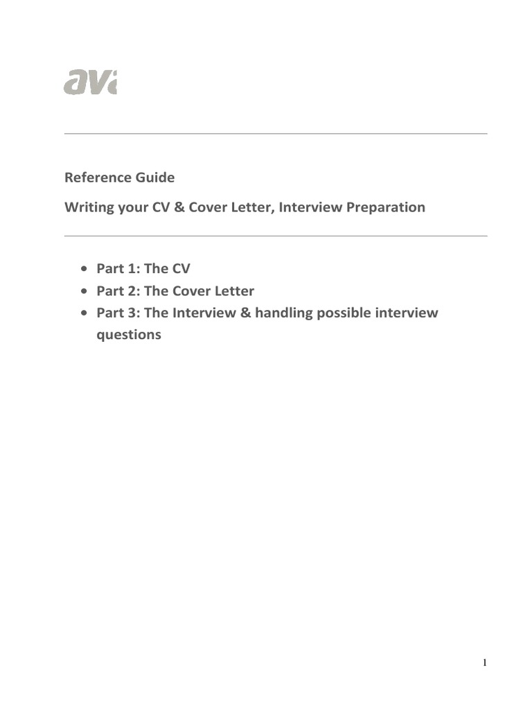 CV Cover Letter Interview Reference Guide 1 | PDF | Job Interview ...