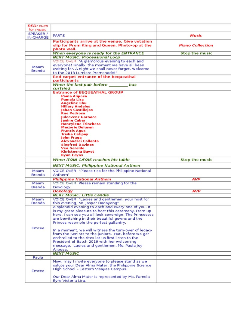 Program Flow 2 | PDF | Prom | Entertainment