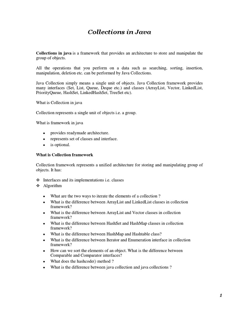 JAVA Collection Framework | PDF | Object Oriented Programming ...