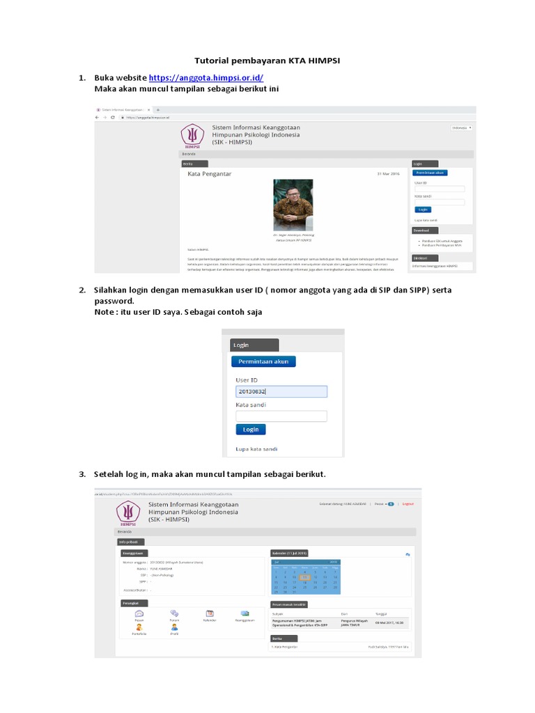 Panduan Pembayaran KTA HIMPSI Online | PDF