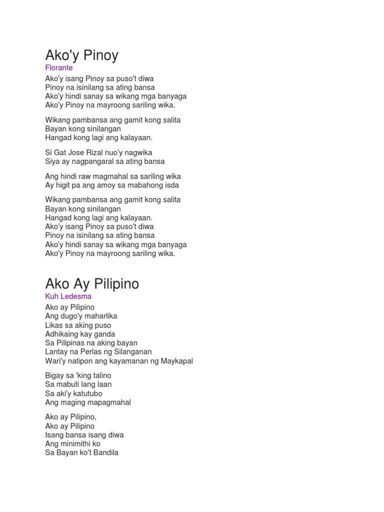 Akoaypilipinolyrics