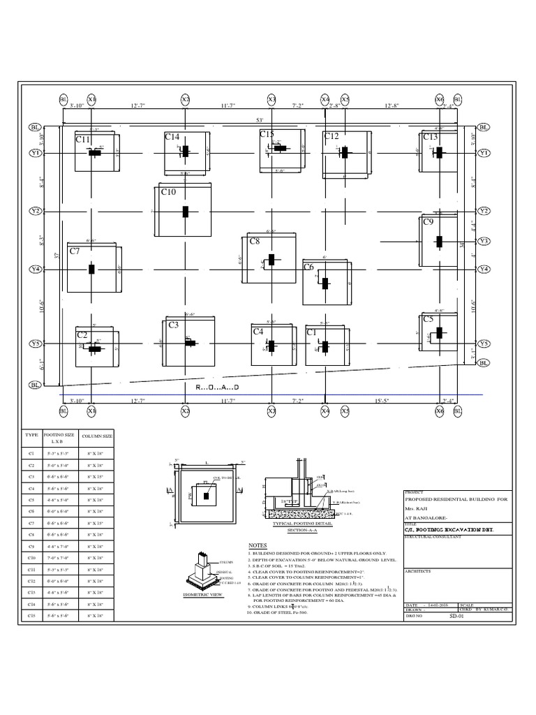 Foundation Layout & Central Line of Columns | PDF | Nature
