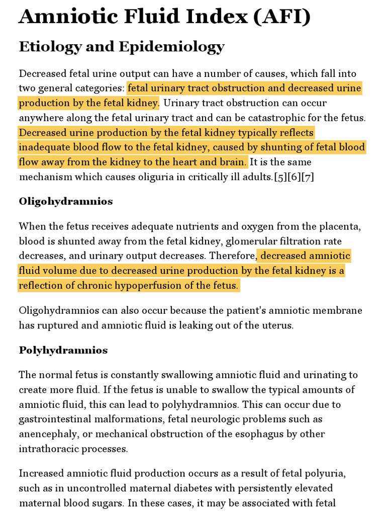 Amniotic Fluid Index (AFI) - StatPearls - NCBI Bookshelf | PDF | Fetus ...