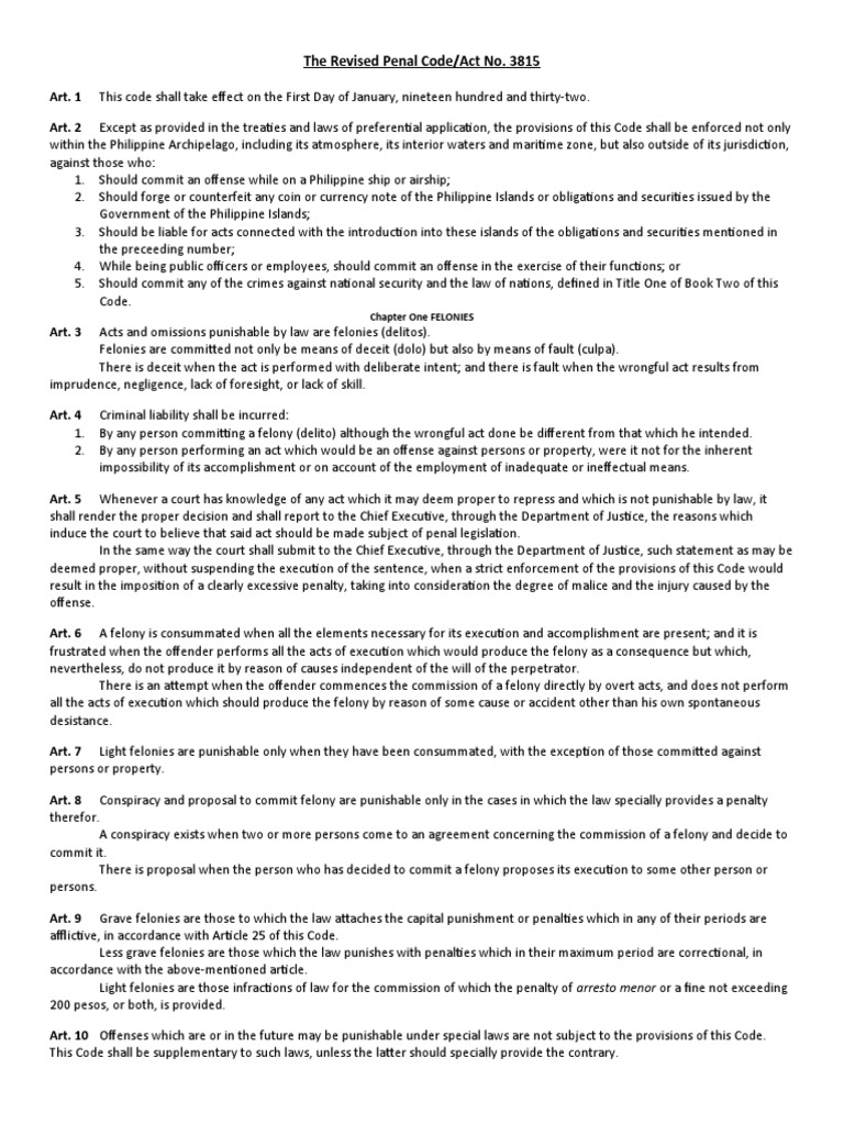 The Revised Penal Code Pdf Crime And Violence Crimes