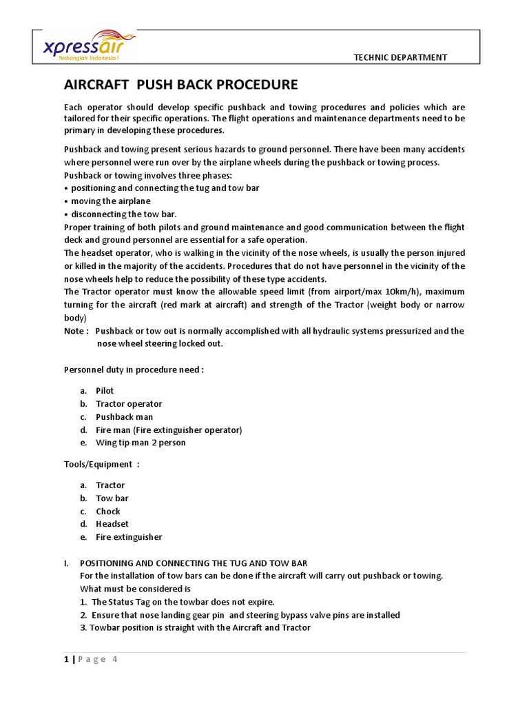 Prosedur Push Back Pesawat Boeing 737 Clasic | PDF | Aerospace ...