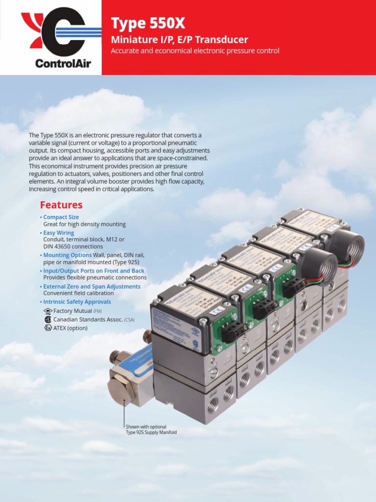 Type 550X: Miniature I/P, E/P Transducer | PDF | Electrical Connector ...