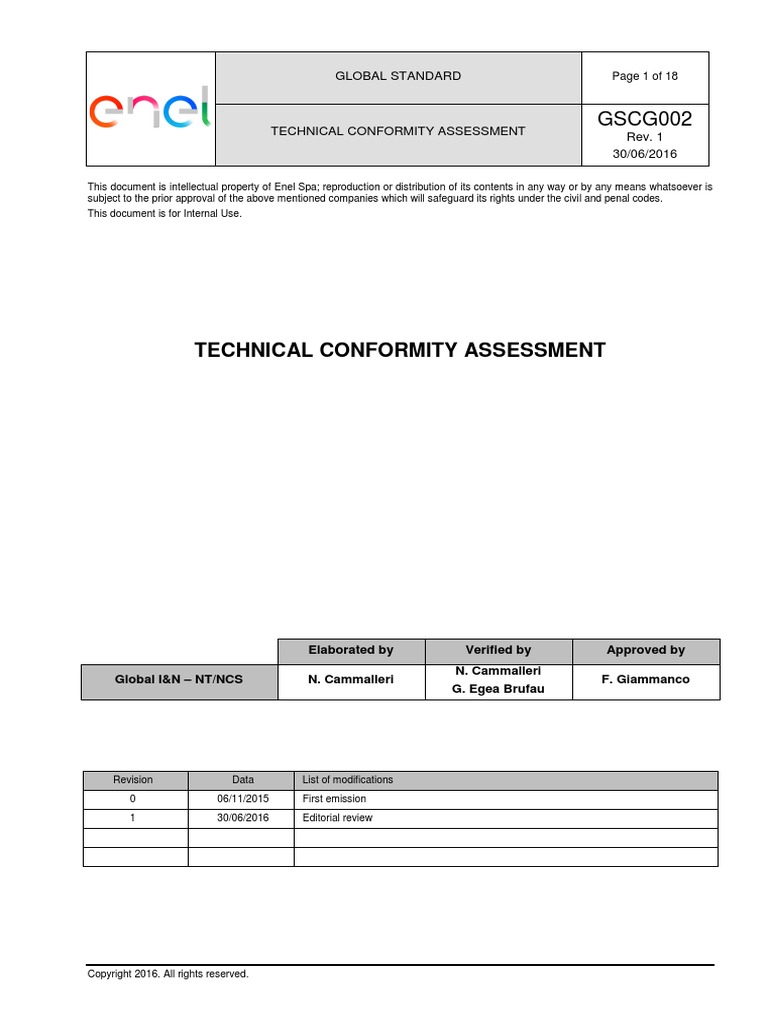 Enel - Technical Conformity Assessment Components and Equipment ...