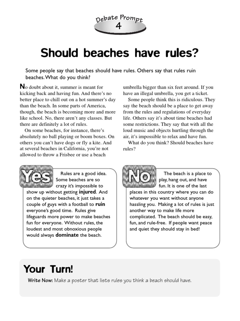 Should Beaches Have Rules?: Your Turn! | PDF | Leisure | Sports