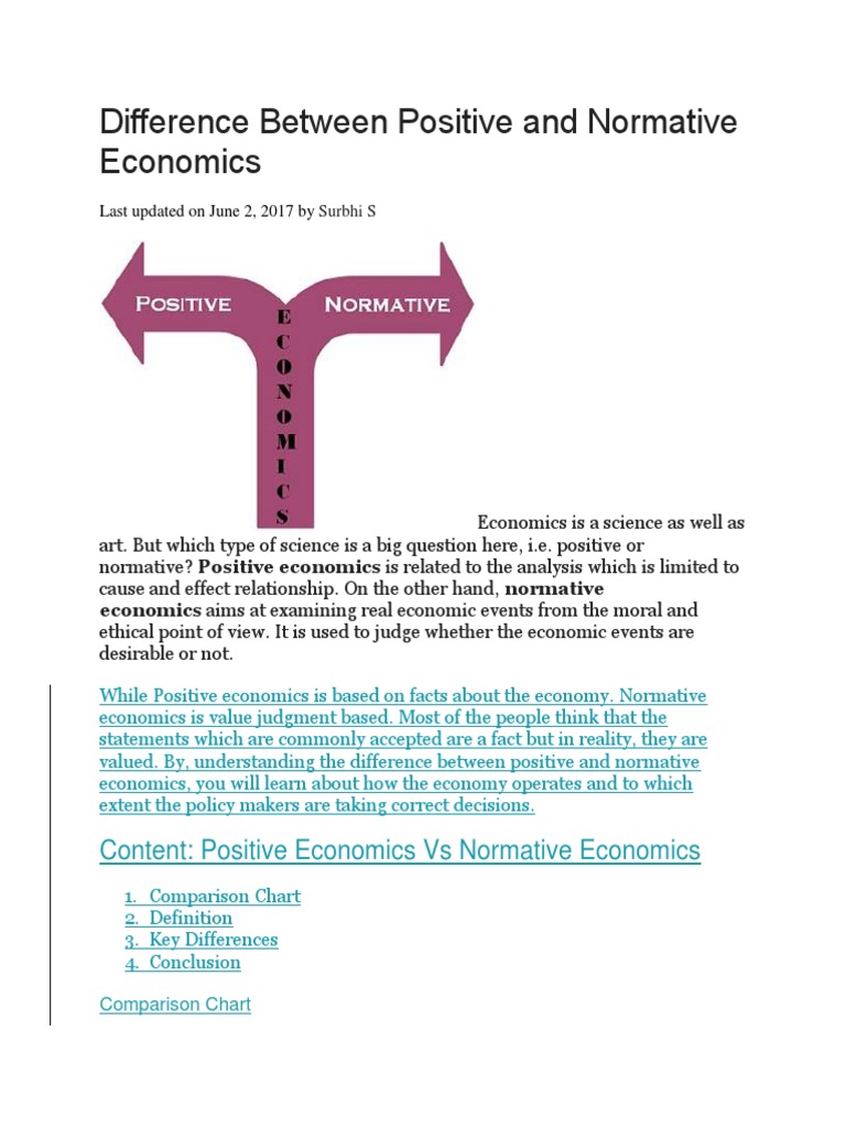 Difference Between Positive and Normative Economics | PDF | Supply And ...
