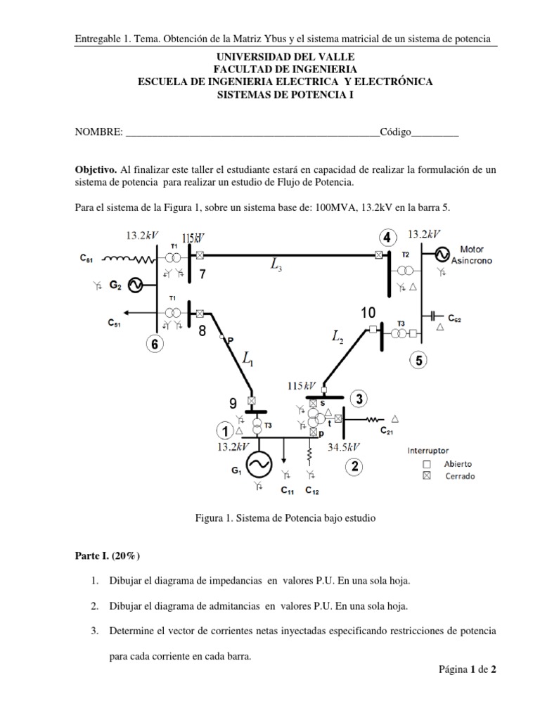 Análisis de Matriz Ybus en Potencia | PDF | Generador eléctrico | Fuerza