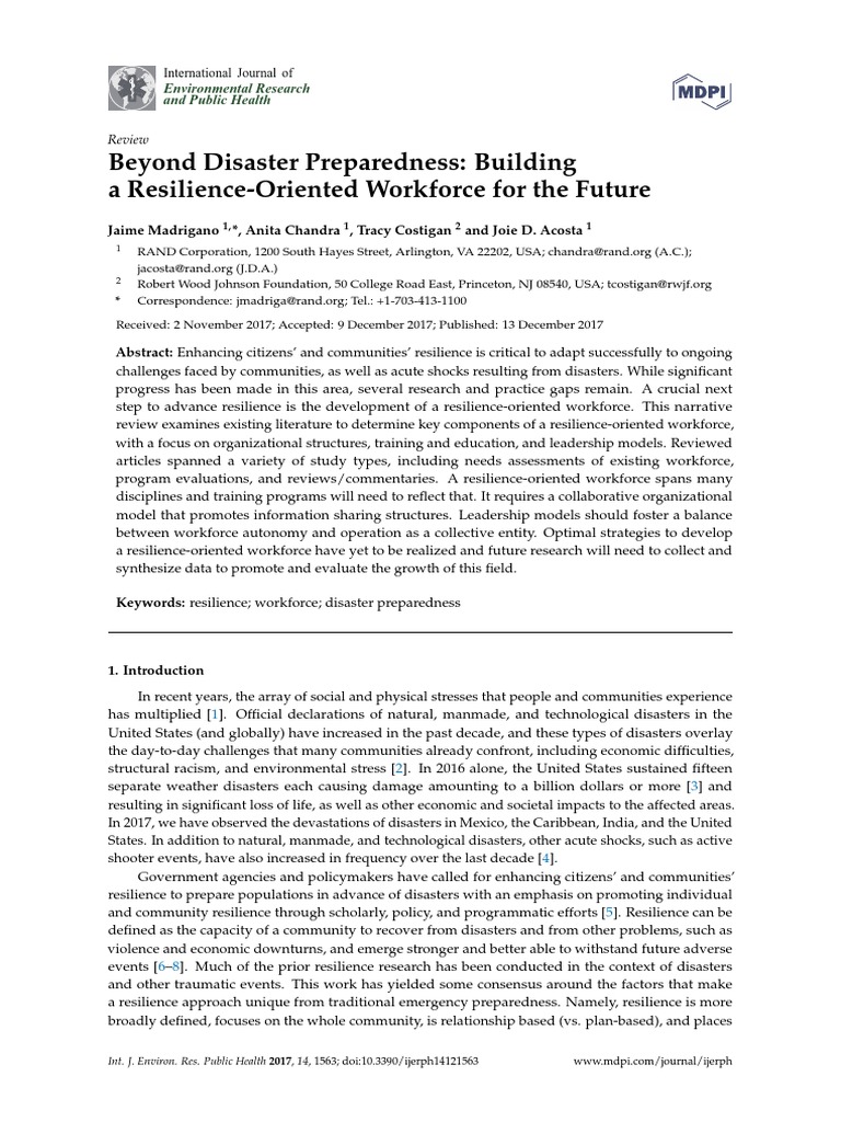 Beyond Disaster Preparedness Building A Resilience-Oriented Workforce ...