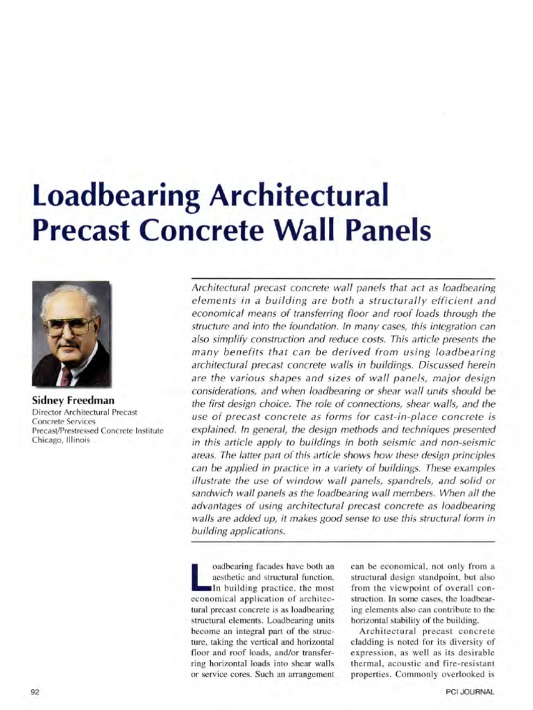 Load Bearing RCC Precast Wall Design and Details | PDF | Precast ...