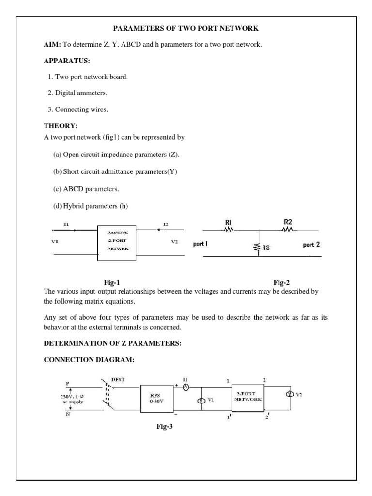 Parameters of Two Port Network | PDF | Electricity | Electromagnetism